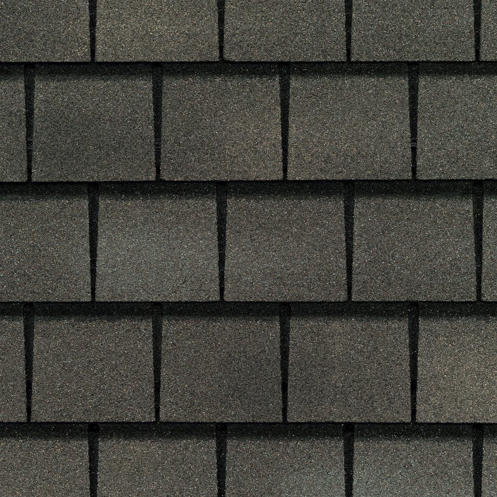 Close up photo of GAF’s Slateline Weathered Slate shingle swatch ...